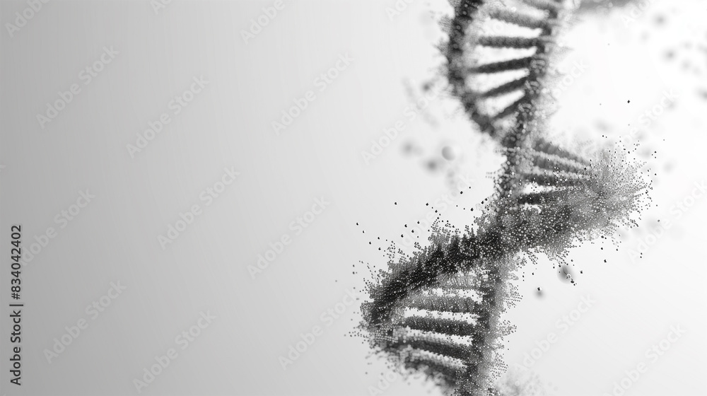 3D Spiral DNA Structure with Dispersion Effect, Black and White ...