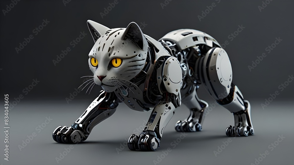 Metal Meow: Robotic Cat Companion, AI-generated image of charming cat ...