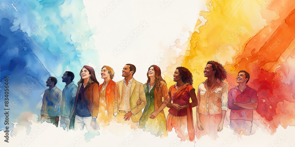 United group of multicultural people smiling together, mixed ethnicity ...