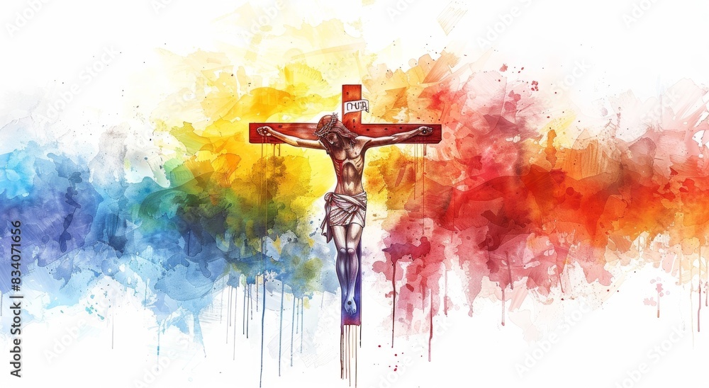 crucifixion of jesus christ abstract christian cross colorful banner ...