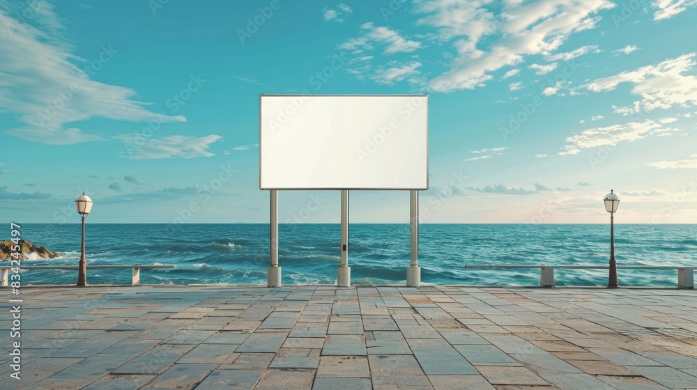 billboard or blank poster, blank white mast banner mockup, front view ...