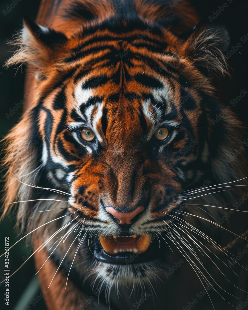 Mystic portrait of Indochinese Tiger, copy space on right side, Anger ...