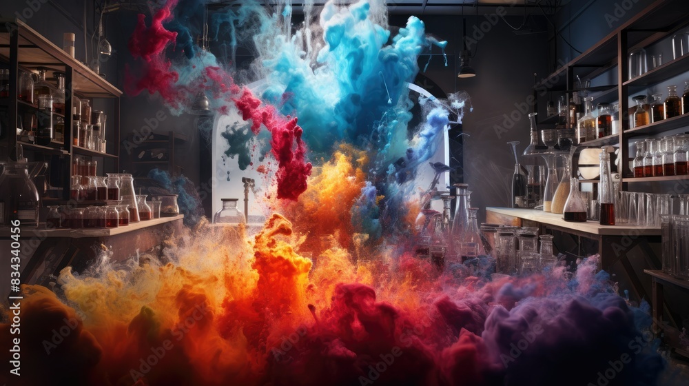 Photograph of a chaotic chemistry lab after an experiment gone wrong ...