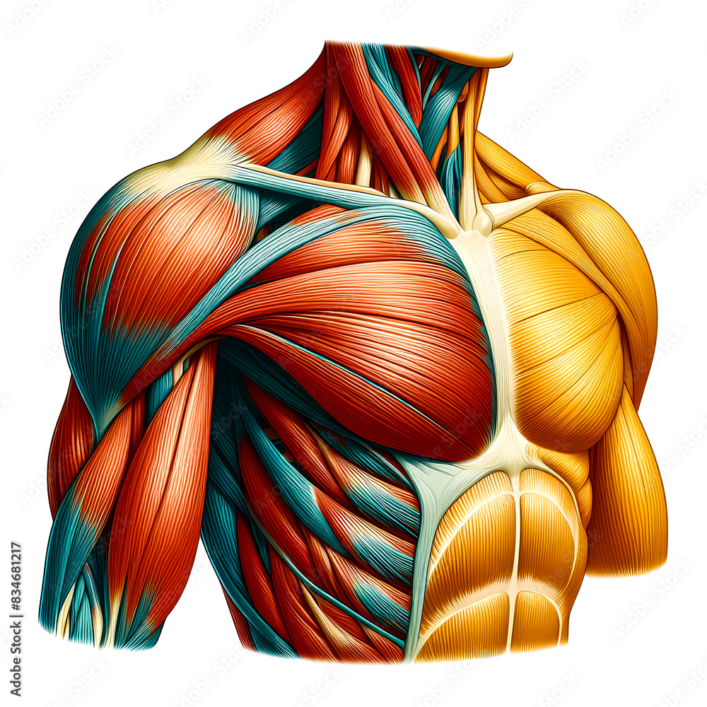 Vector illustration of human shoulder and scapula muscles anatomy on ...