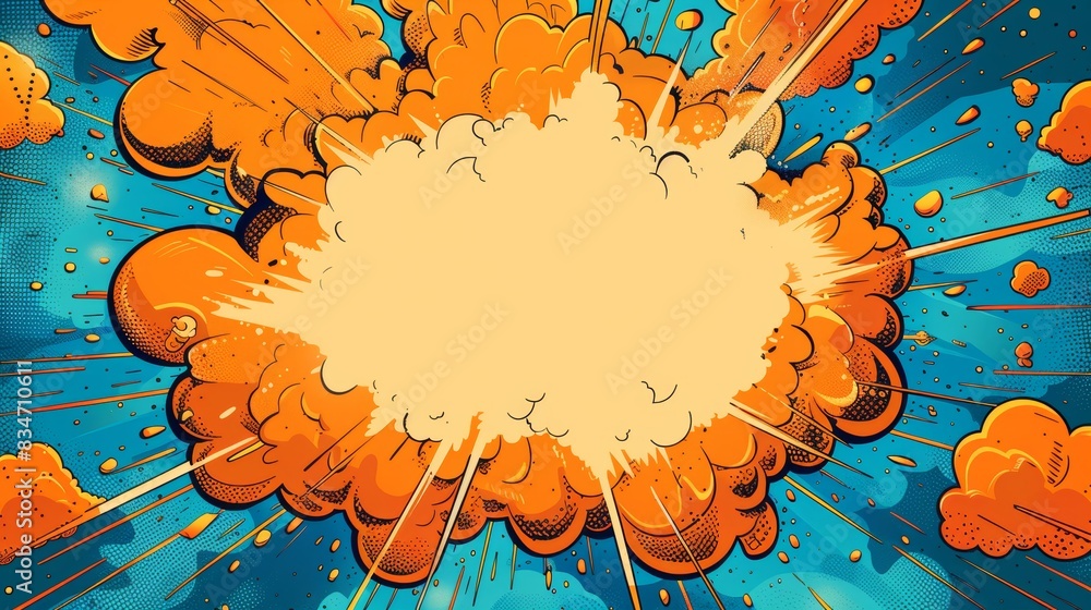 Comic explosion with blank space, superhero theme, birthday card ...