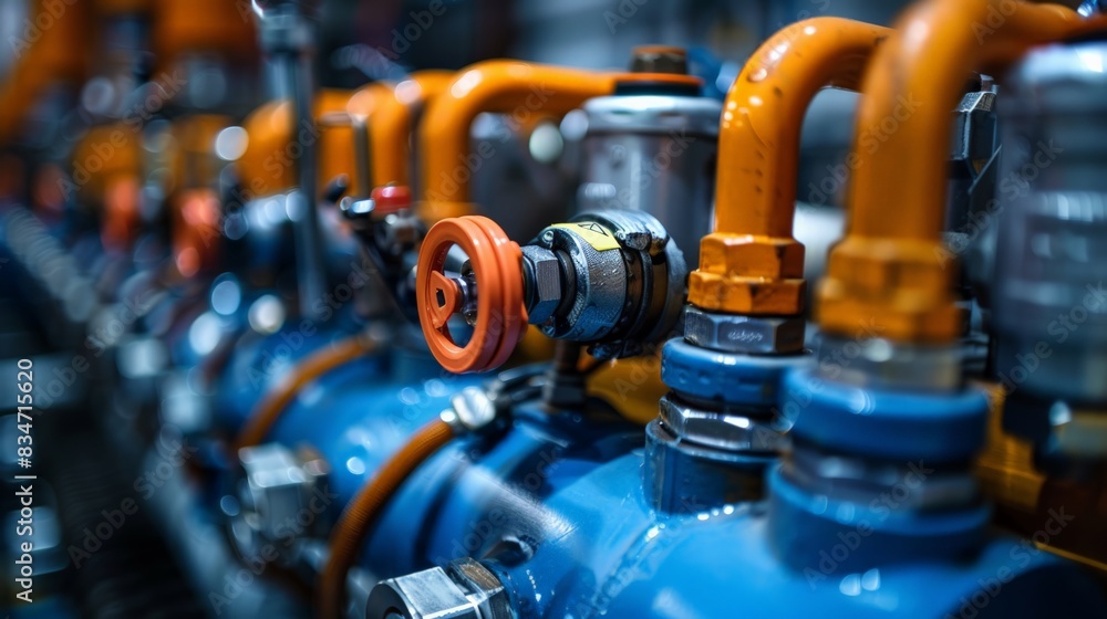 Hydraulic System Components: Capture a detailed close-up of the ...