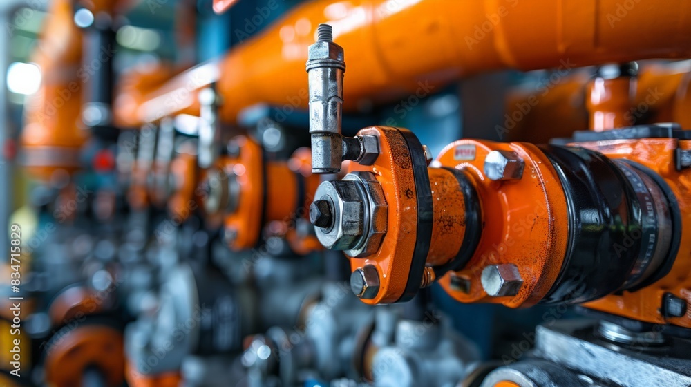 Hydraulic System Components: Capture a detailed close-up of the ...