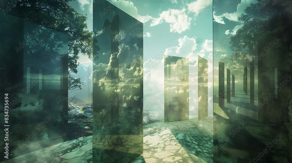 Translucent layers reveal glimpses of hidden worlds, like windows ...