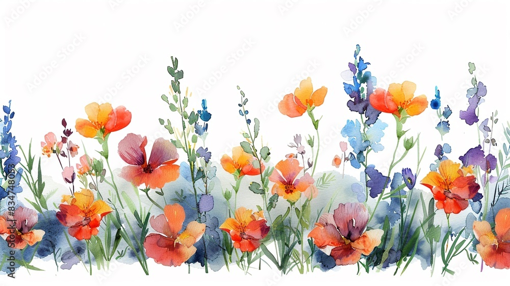 Snapdragon, Watercolor Floral Border, watercolor illustration, isolated ...