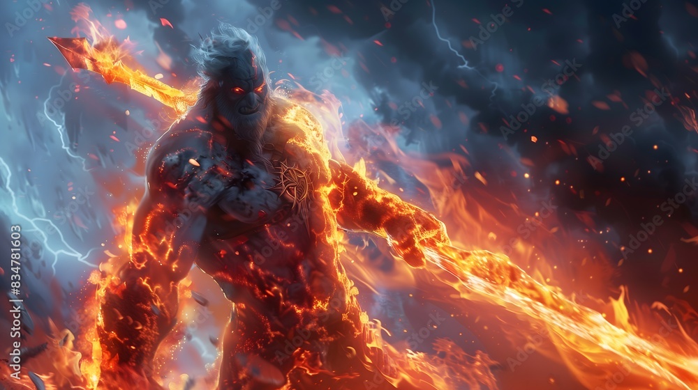 Vulcanis, God of Volcanoes: A powerful being with lava flowing through ...