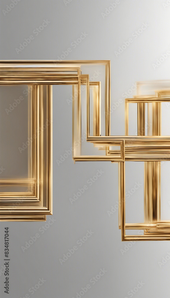 Double line rectangle golden frame isolated on transparent background ...
