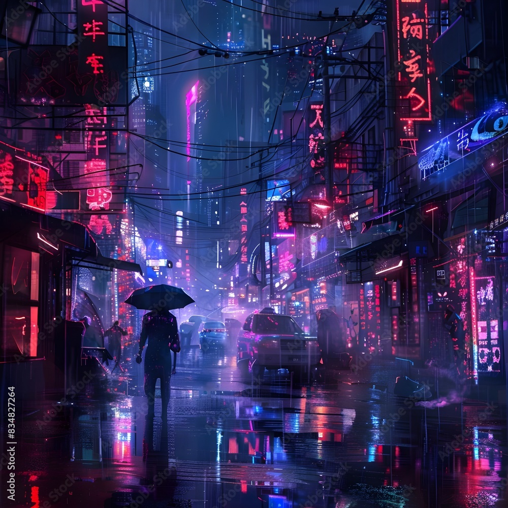 Cyberpunk streets illustration, futuristic city, dystopic artwork at night, 4k wallpaper ...