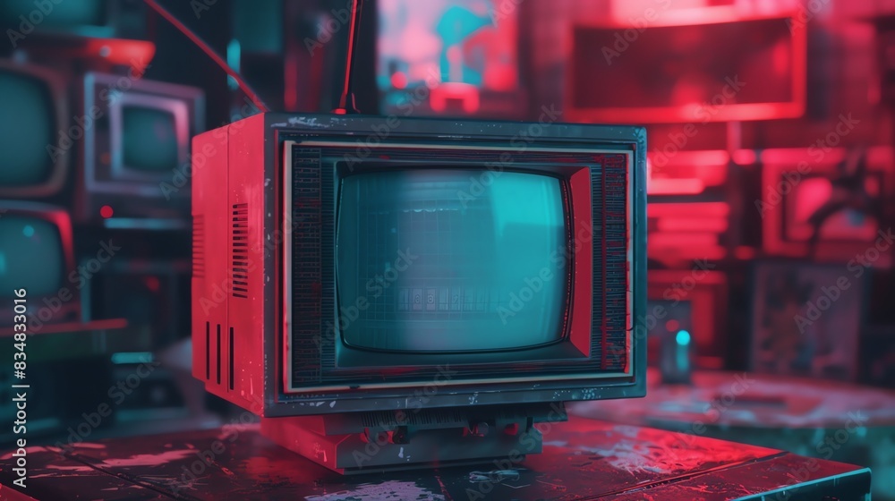 A retro VHS effect featuring footage with washedout colors and visible ...