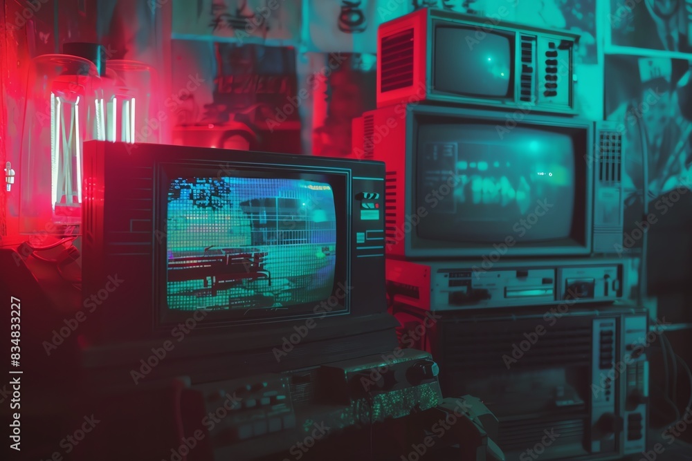 A retro VHS effect showcasing grainy footage with washedout colors and ...