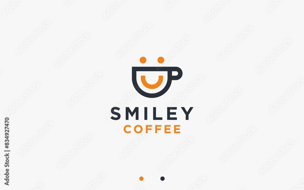 smile coffee logo design vector silhouette illustration Stock Vector ...