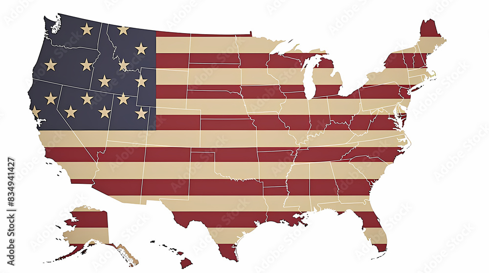 USA Map with States Isolated on a White Background - State Boundary ...