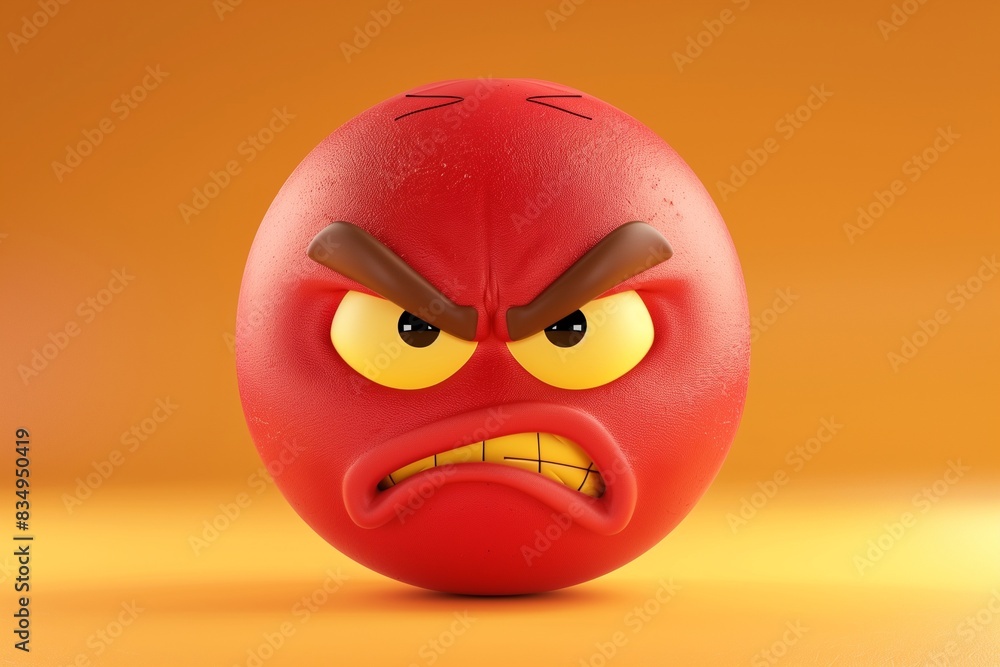 Angry emoji with red face, frowning mouth, eyes and eyebrows scrunched ...