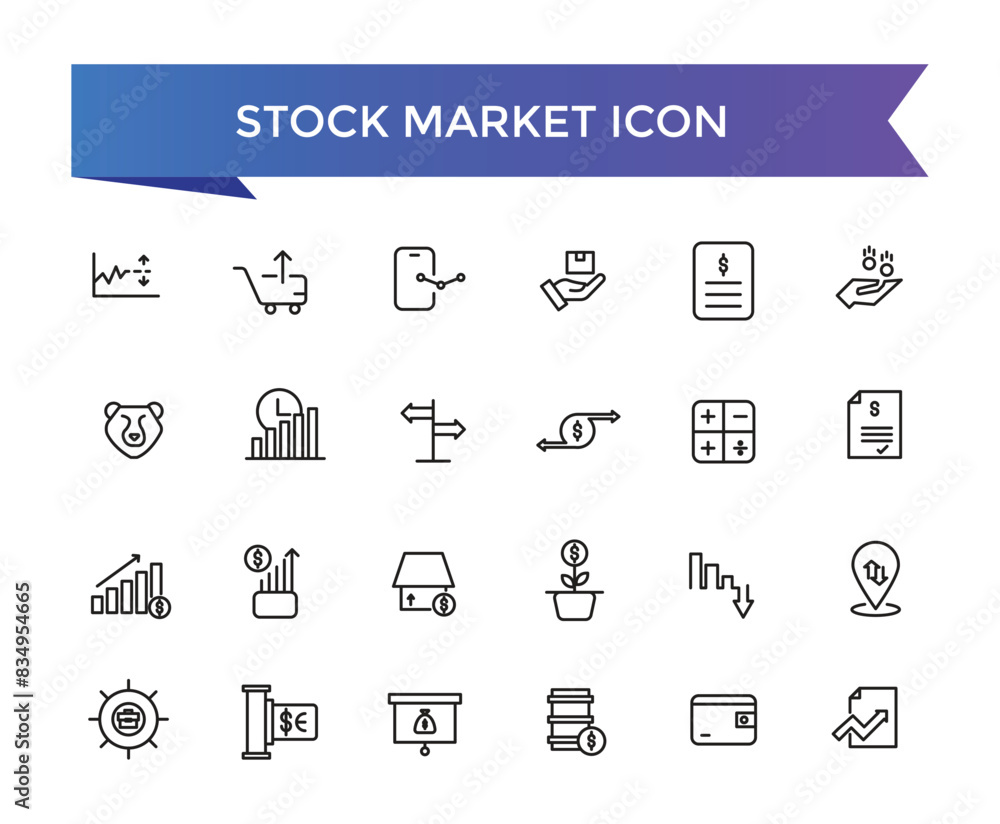 Stock market icon collection. Related to stocks, stock exchange ...