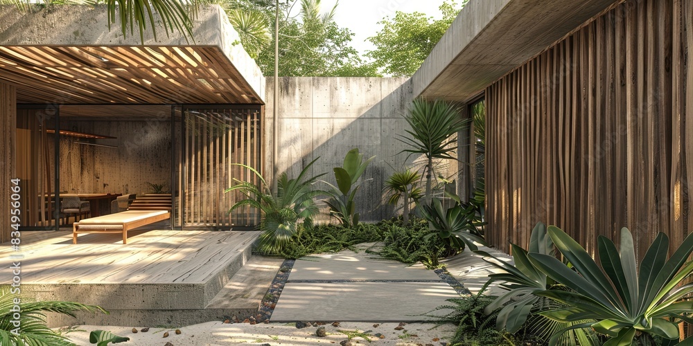 architectural rendering of the exterior wall and interior design for a ...
