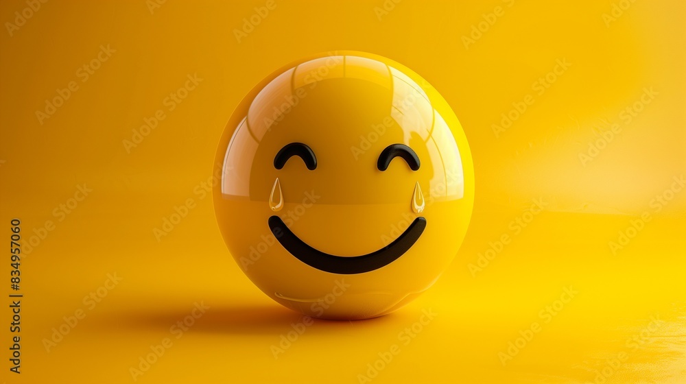 Smiling face with tear emoji - yellow face with smile and a teardrop ...
