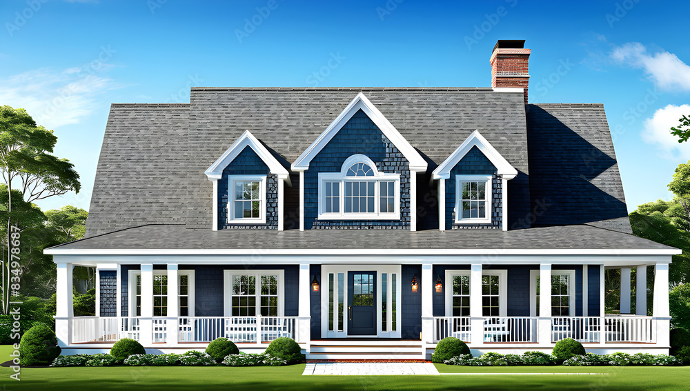 Cape Cod House: A simple, symmetric design with a steep roof and dormer ...