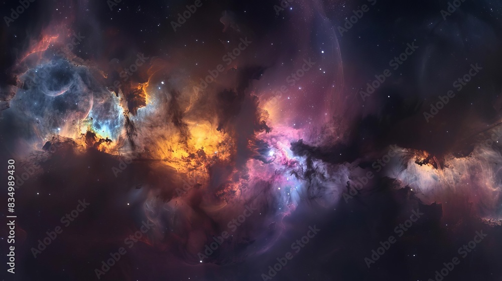 360 degree equirectangular panorama of colorful nebula and galaxy in ...