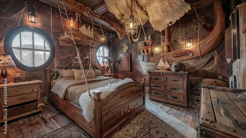magical pirate ship themed bedroom with treasure chest decor childrens ...