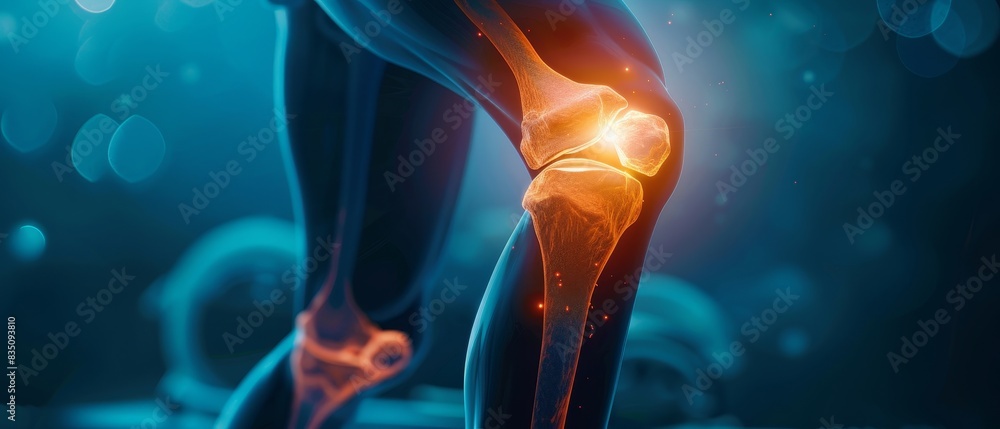 Laboratory and Medical Health Concept: Visual representation of ACL tear with knee instability ...
