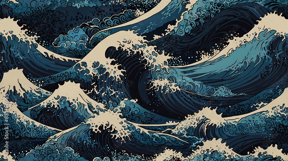 Japanese landscape background with traditional sumi-e painting style ...