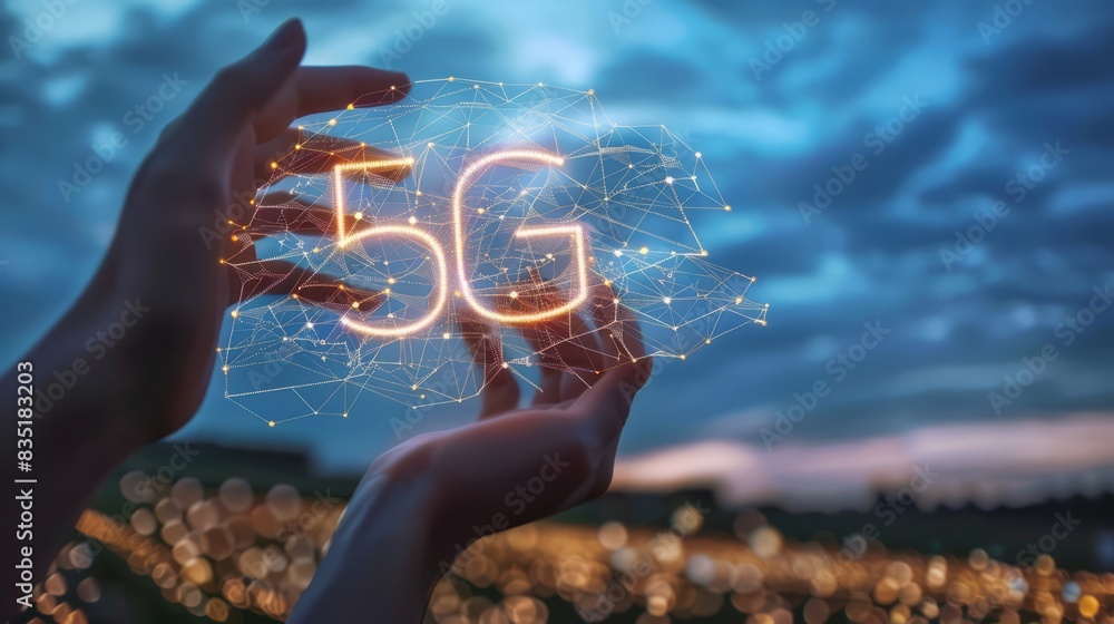 5g connection revealed on smart countryside Stock Illustration | Adobe ...