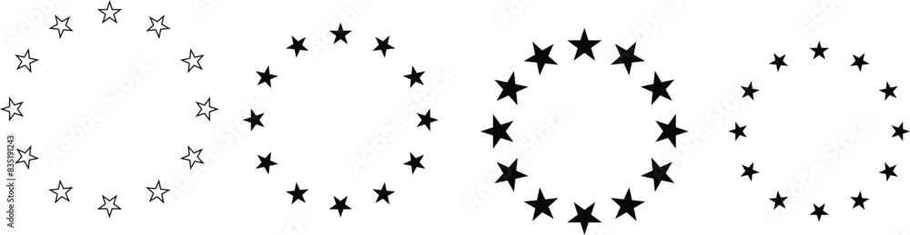Star circle. Round frames with stars for badge, emblem and seal ...