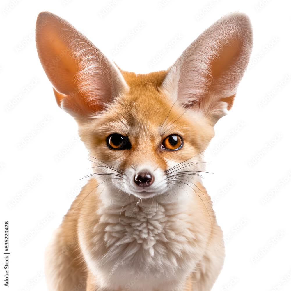 Fennek oder Wüstenfuchs mit großen Ohren, freigestellt vor ...