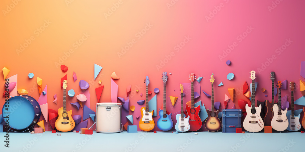 World Music Day. Banner with colorful musical instruments. Fête de la ...