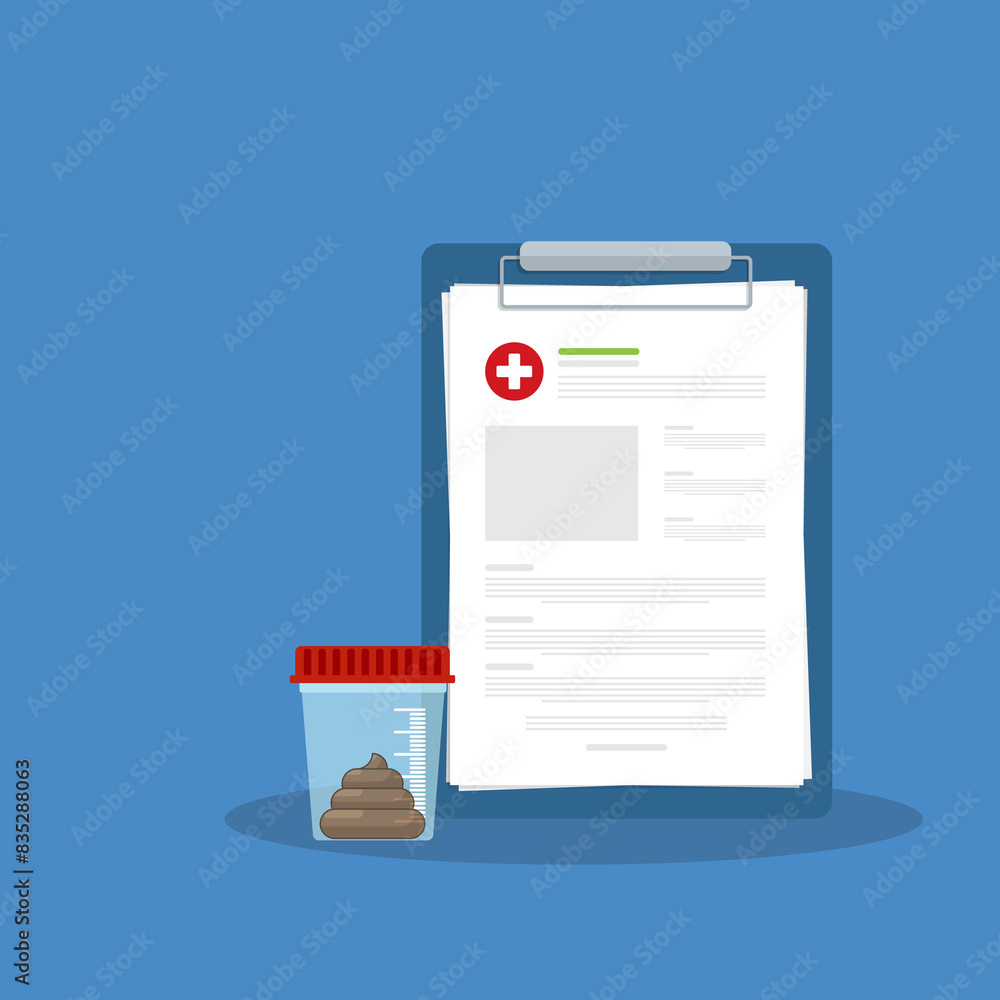 Stool analysis. Stool test feces icon. Stool sample in a plastic box ...