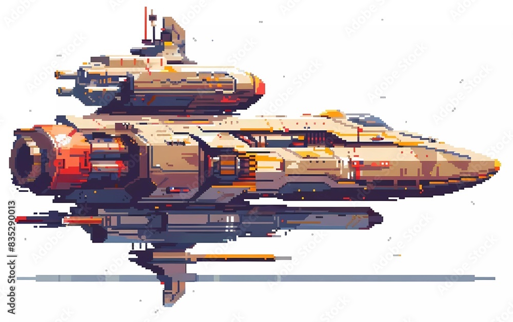 8-bit pixel ship, pixel art vector illustration. isolated on white ...