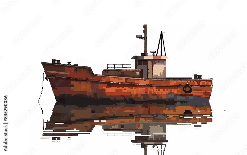 8-bit pixel boat, pixel art vector illustration. isolated on white ...