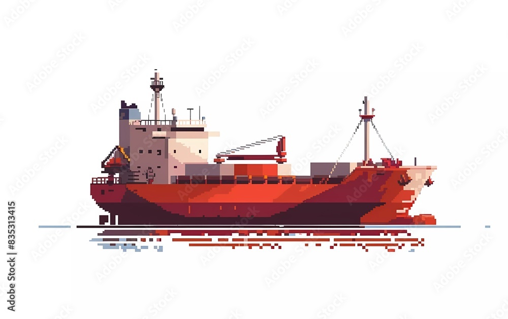 8-bit pixel boat, pixel art vector illustration. isolated on white ...