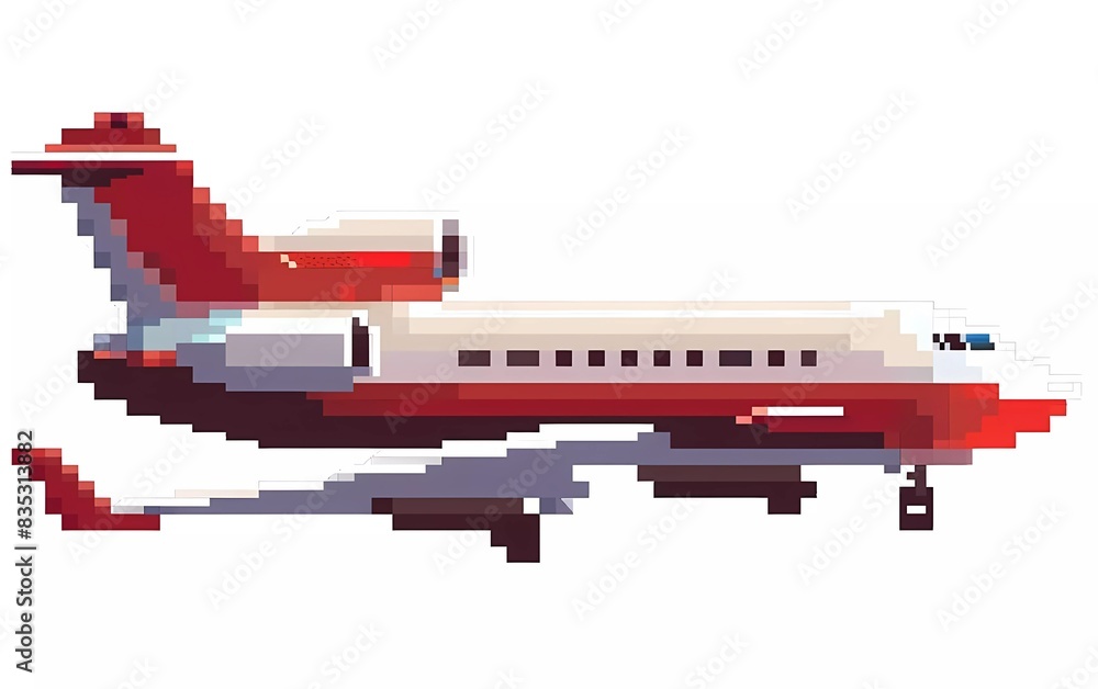 8-bit pixel airplane, pixel art vector illustration. isolated on white ...