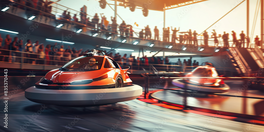 Hovercar Racing Track: A racing track for hovercars, with spectators ...