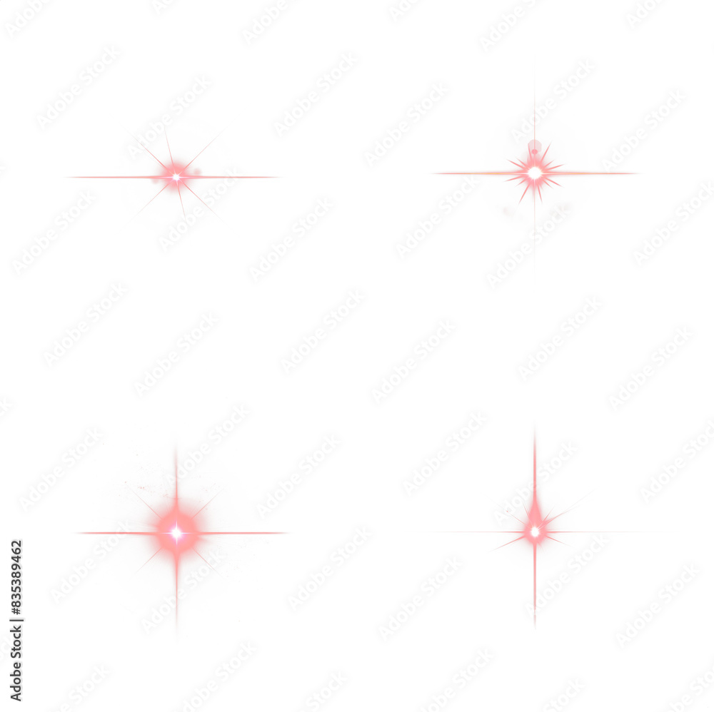 Glowing red star set. lens flare, light flare. Bright light leak ...