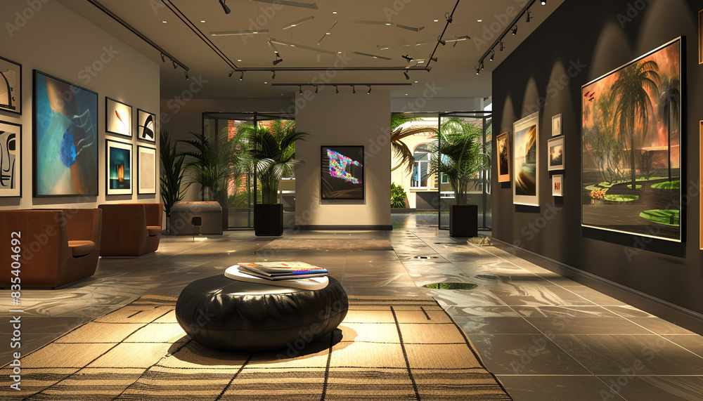 Sophisticated Avant Art Gallery mockup showcasing interactive virtual ...