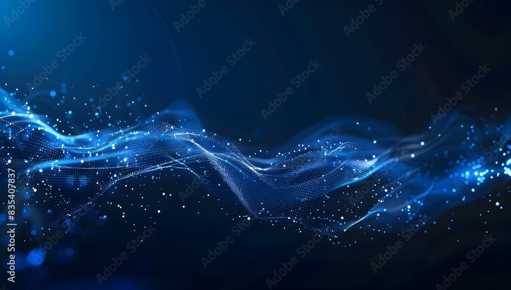 Abstract Technology Background With Blue Glowing Connection Lines And Dots On A Dark Gradient
