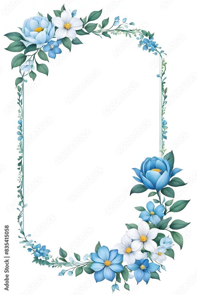 Blue Flower Border Frame Illustration Stock Illustration | Adobe Stock