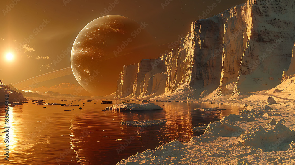 detailed image of the methane lakes on Titan Saturn's largest moon with ...