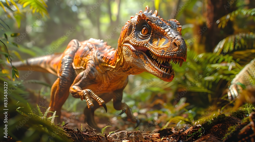 hyperrealistic fossil of a Deinonychus with its sickleshaped claws and ...