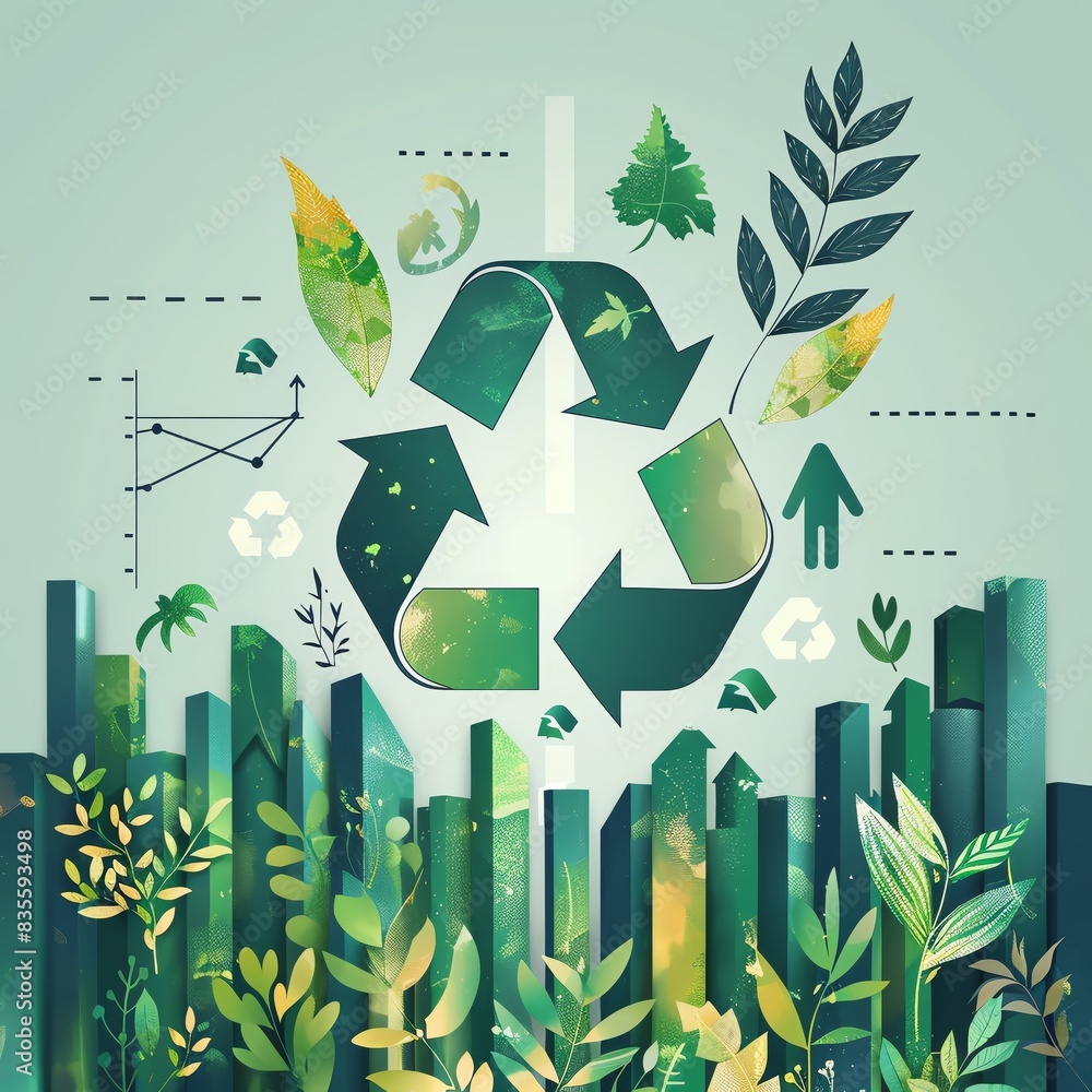 environmentally friendly energy, recycle symbols, zero trash initiative ...