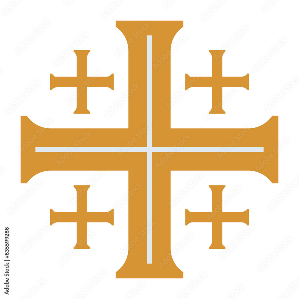 Stylized Jerusalem Cross - Catholic Christian Symbol Silhouette - Flat ...