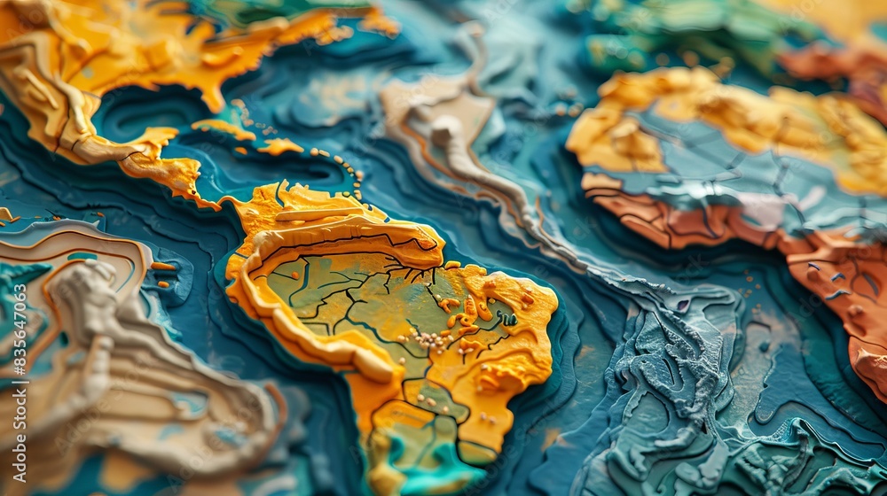 Chunky, vibrant clay Earth illustration close-up, with bright playful ...