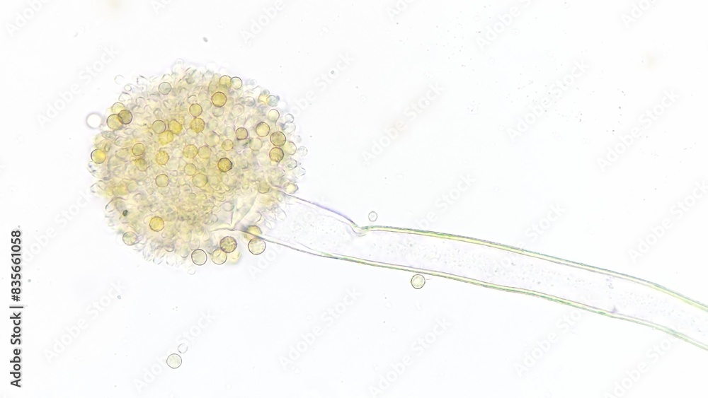 Mold species (Aspergillus sp) under microscope. Fresh sample whithout ...