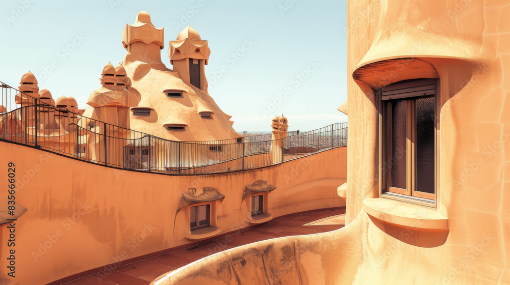 Captivating view of the unique rooftop architecture in Barcelona ...